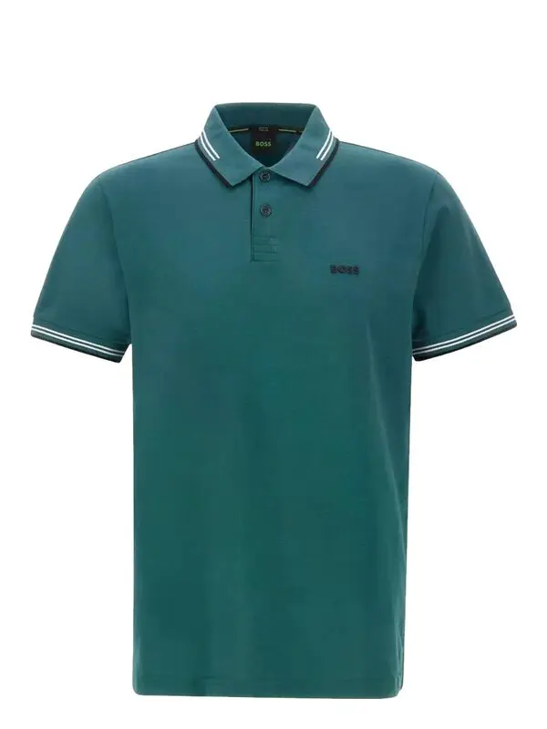 BOSS Contrast-trim Logo Polo Shirt - Green