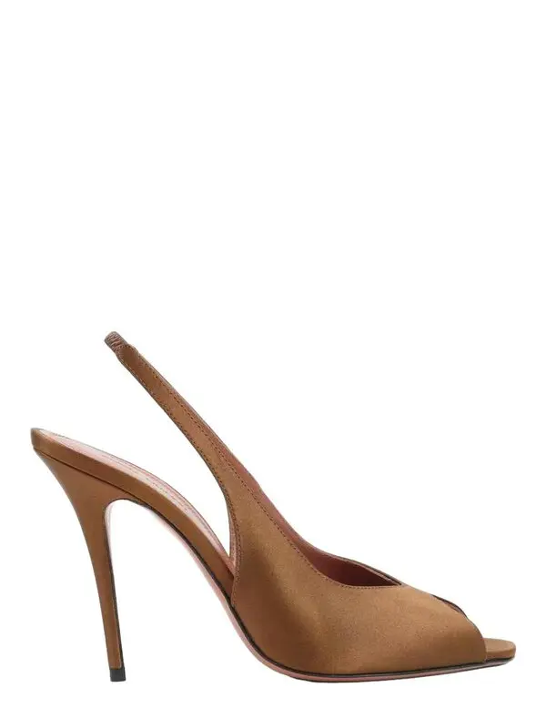 Amina Muaddi Slingback Open Toe Sandals - Brown
