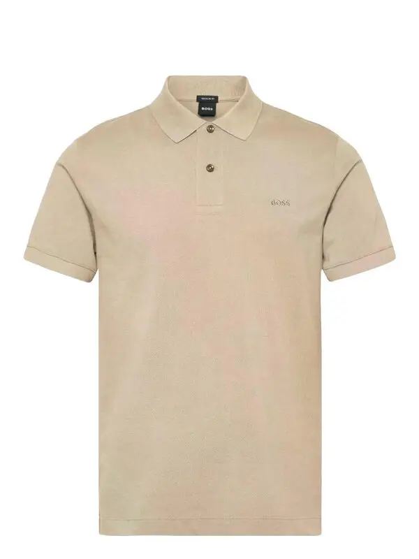 BOSS Pallas Logo-embroidered Cotton-piqué Polo Shirt - Neutrals