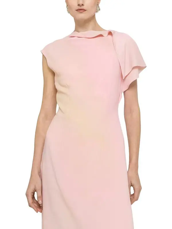 NISSA A-line Ruffle Midi Dress - Pink