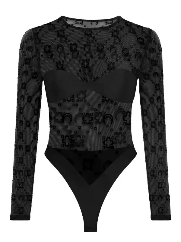 MARINE SERRE Moonogram Long-sleeve Bodysuit - Black