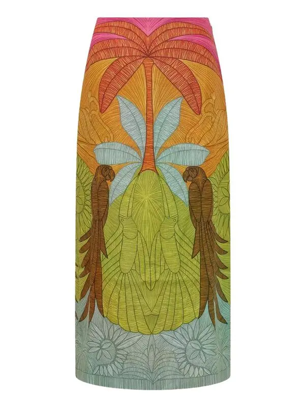Farm Rio Printed Maxi Skirt - Green