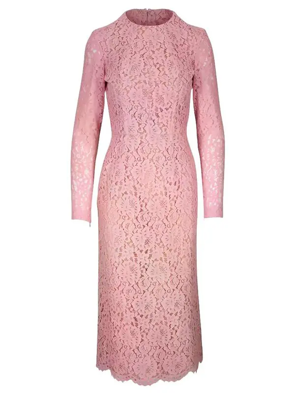Michael Kors Lace Long-sleeve Midi Dress - Pink