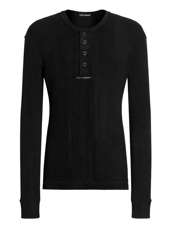Dolce & Gabbana Button Ribbed T-shirt - Black