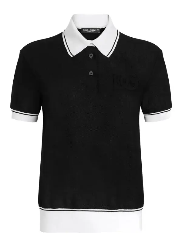 Dolce & Gabbana Embroidered Logo Polo Top - Black