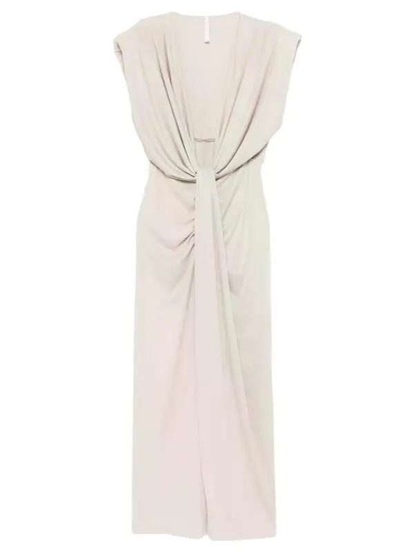Imperial Draped Knot Midi Dress - Neutrals