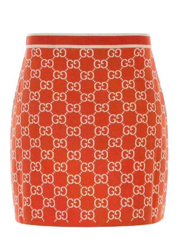 Gucci Embroidered Cotton Mini Skirt - Orange