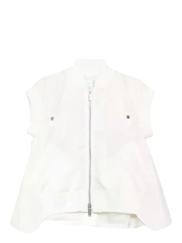 Sacai Zip Silk Sleeveless Top - White