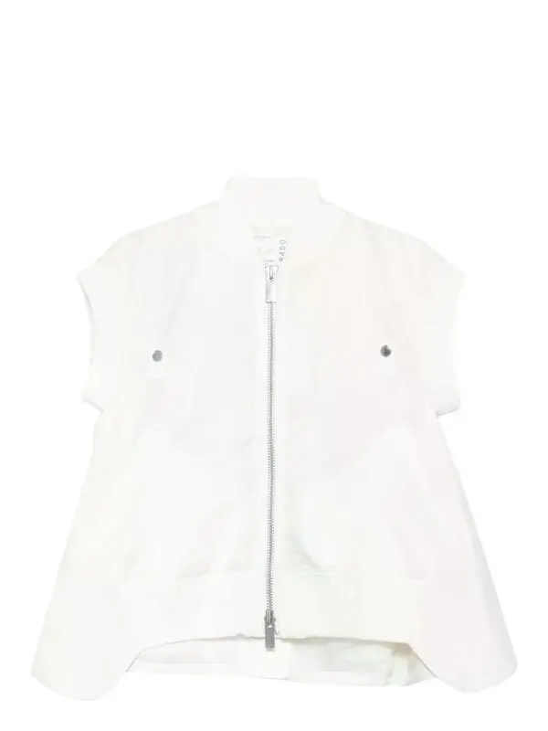 Sacai Zip Silk Sleeveless Top - White