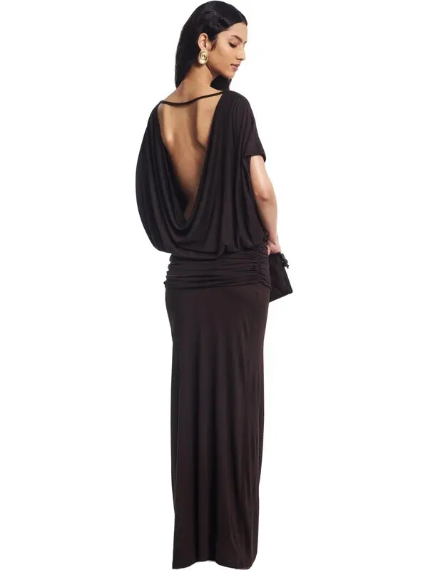 NINETY PERCENT Ramona Blouson Maxi Dress - Bitter Chocolate
