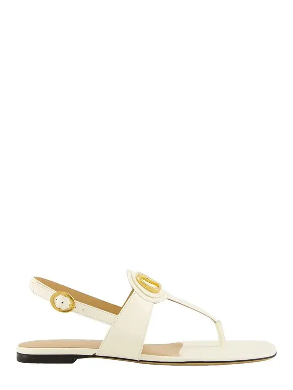 Valentino Garavani Ivory Leather Thong Sandals With Vlogo - Cream