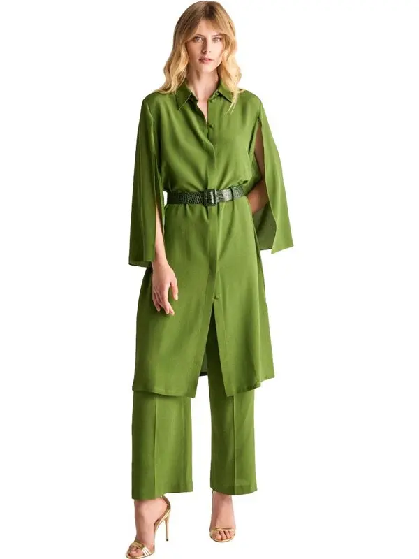 PAULA Chanterelle Garden Silk Midi Dress - Green