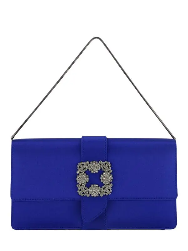 Manolo Blahnik Capri Satin Clutch - Blue