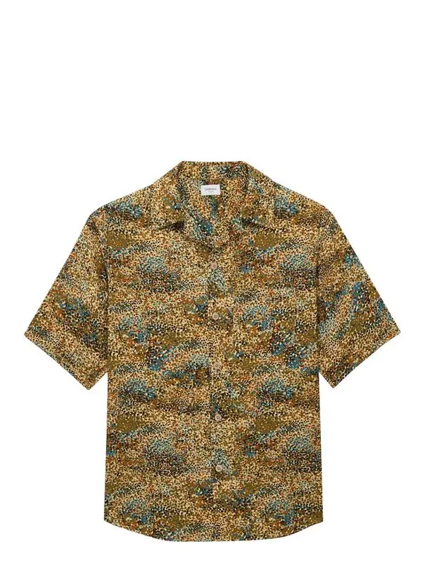 Saint Laurent Boxy Shirt Multico Taupe And Kaki - Multi