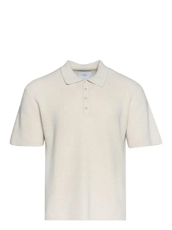 THE ELDER STATESMAN Superlight Waffle Stitch Polo Natural - White