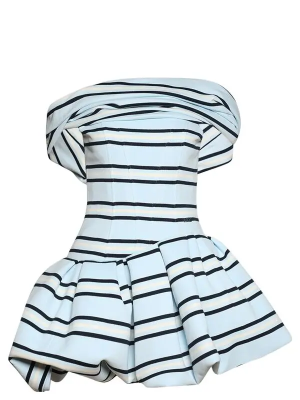 Natasha Zinko Striped Off-the-shoulder Mini Dress - Multicolor