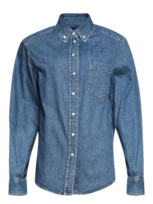 MUGLER Denim Power Shirt - Blue