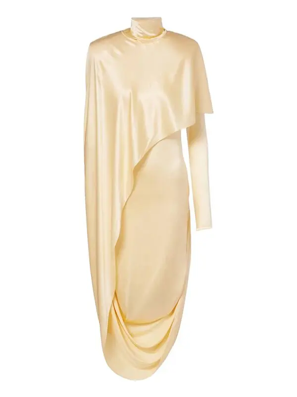 MUGLER Cascade Draped Midi Dress - Cream