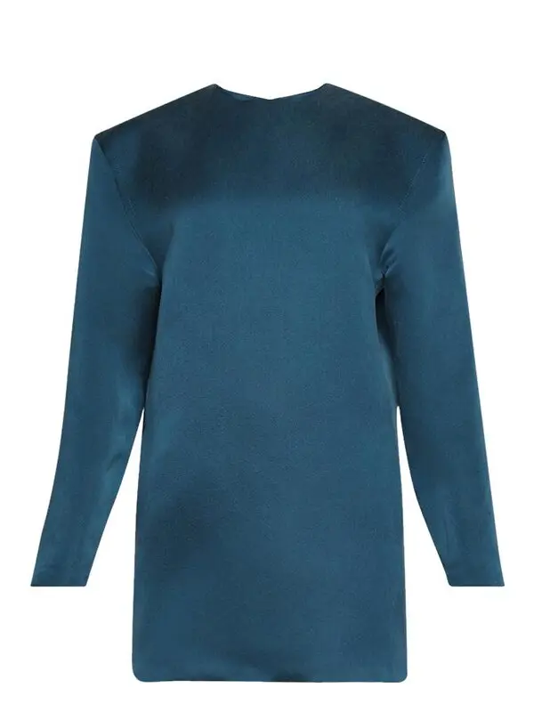 Saint Laurent Long Sleeve Mini Dress - Blue