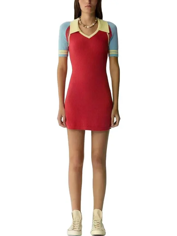 Guest In Residence V-neck Polo-collar Mini Dress - Red