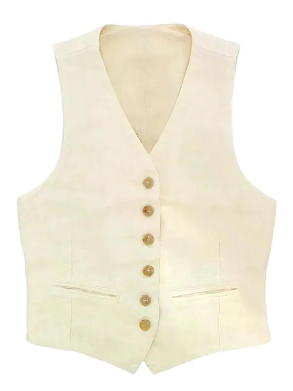 FORTELA Buttoned V-neck Waistcoat - Neutrals