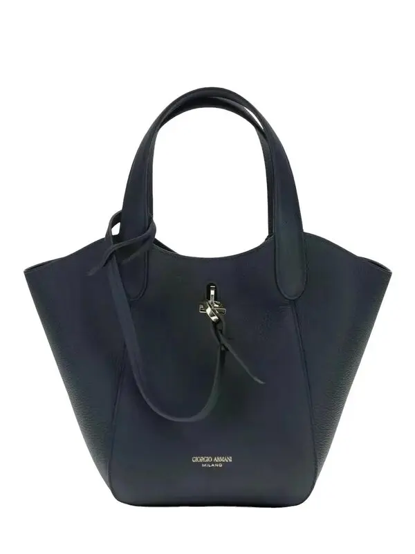 Giorgio Armani Leather Top Handle Tote Bag - Blue