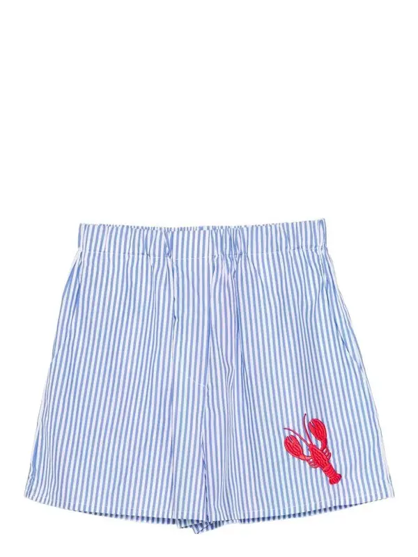 Joshua Sanders Lobster-embroidered Striped Shorts - Blue