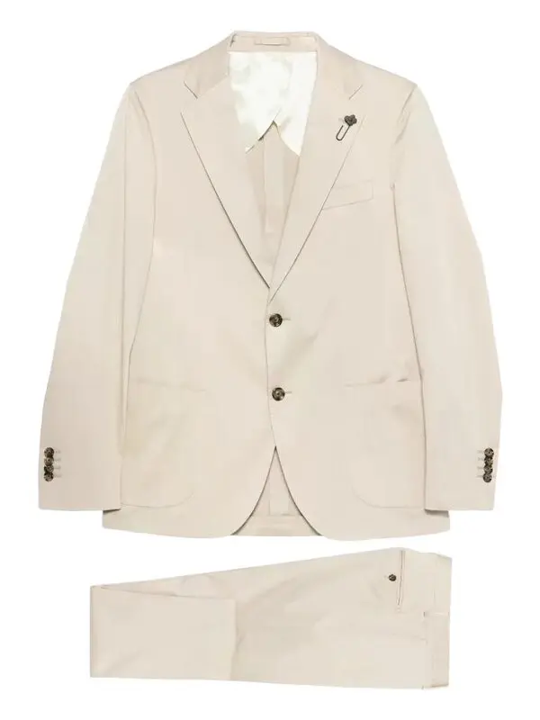 LARDINI Single-breasted Cotton Suit - Neutrals