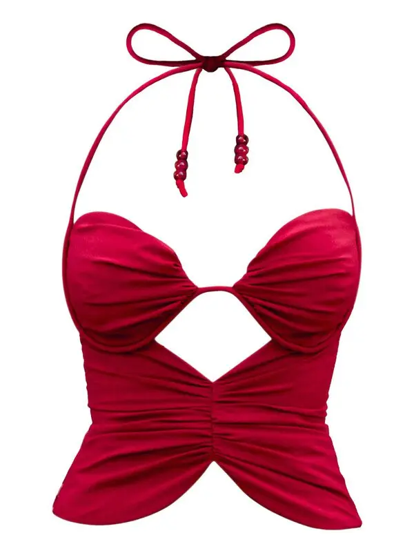 ANDREA IYAMAH Arlo Halter Corset Top - Red