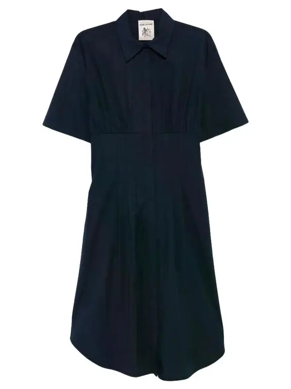SEMICOUTURE Sandra Collared Midi Dress - Blue