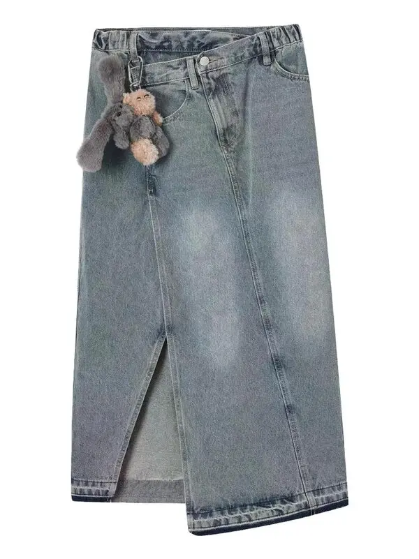 Izzue Split Cotton Skirt - Blue
