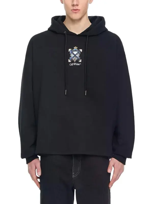 Off-White Cotton Jewel Arrow Hoodie - Black