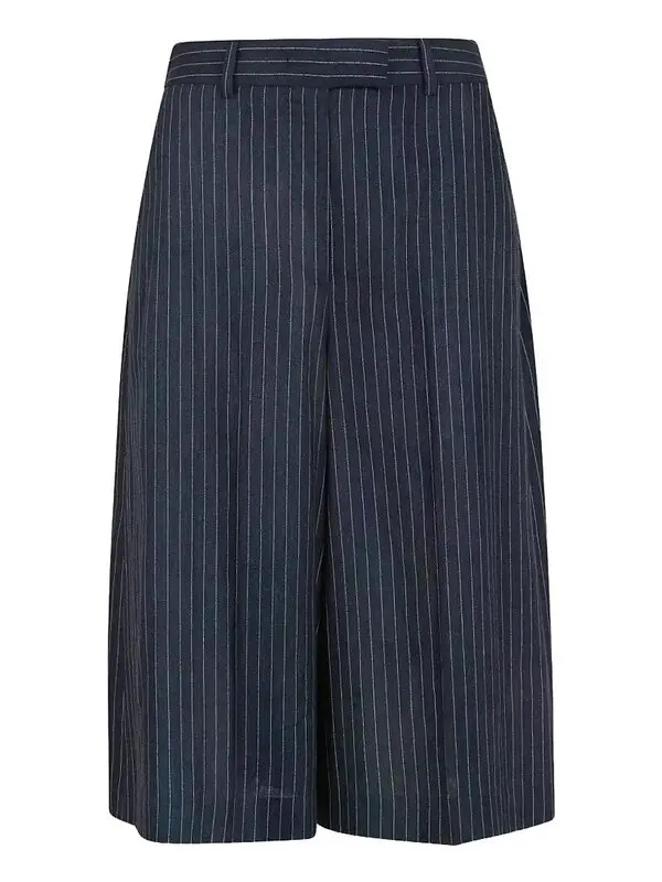 LARDINI Pinstripe Long-length Shorts - Blue