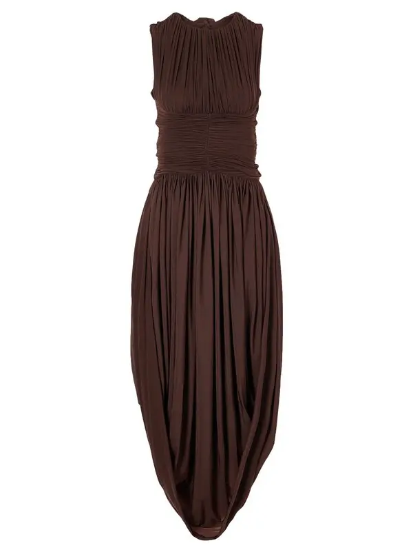 MAYGEL CORONEL Atrio Draped Midi Dress - Brown