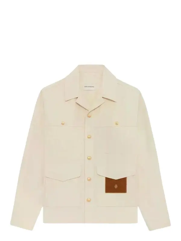 Drole De Monsieur Pocket-details Button-down Cotton Jacket - Neutrals