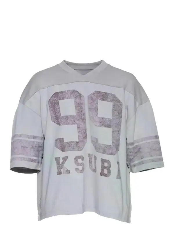 Ksubi Halftime Ss Duke T-shirt With Printed Artwork And Mesh Paneling - Grey