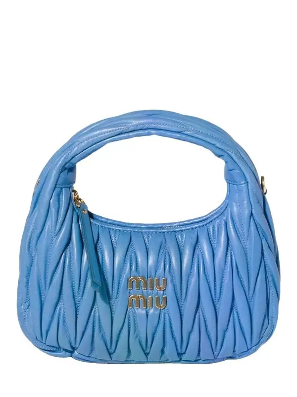 Miu Miu Wander Matelassé Nappa Leather Tote Bag - Blue