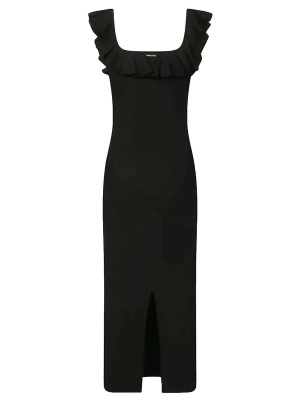 Michael Kors Ruffled-neckline Dress - Black