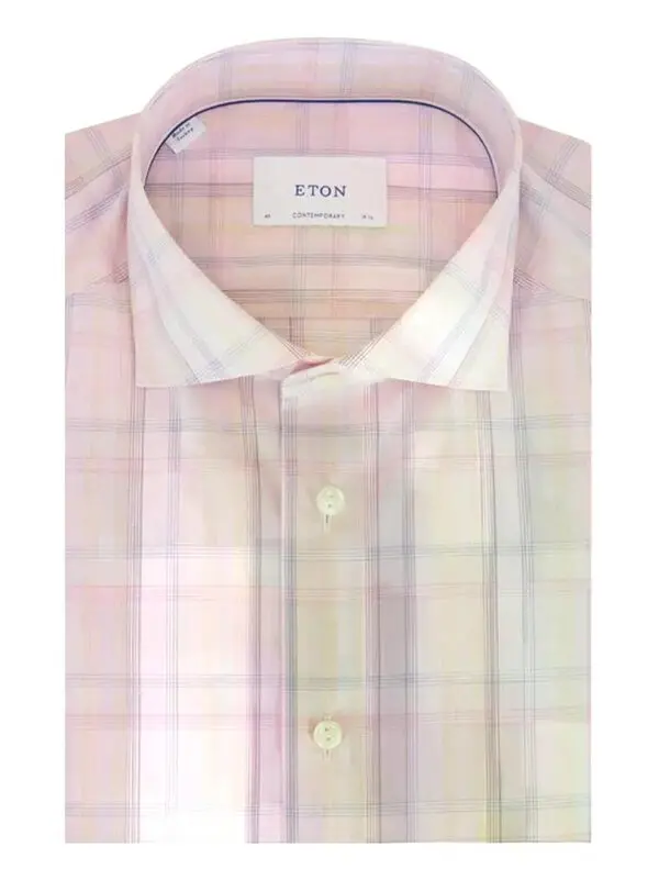 Eton Poplin Checked Shirt - Pink