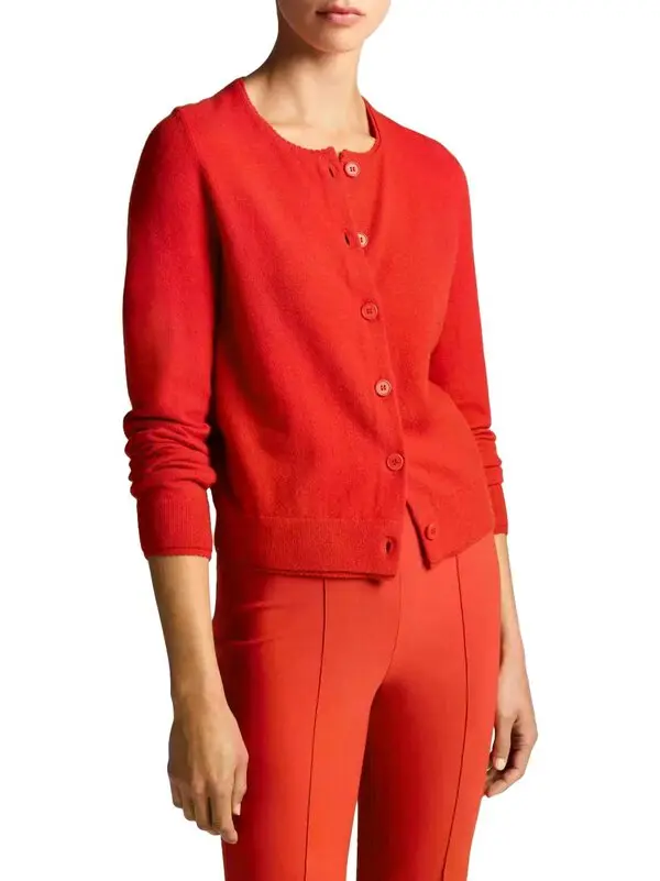 Vince Scalloped-trim Buttoned Cardigan - Red
