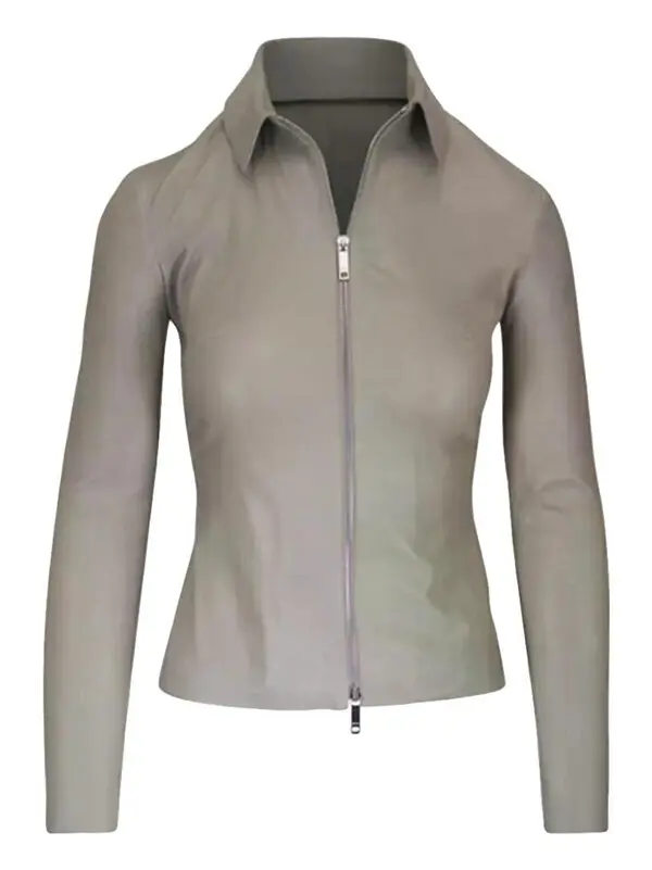 Jitrois Agatha Zip-up Leather Shirt - Grey