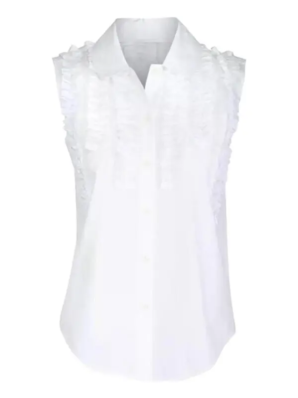 LEE MATHEWS Ruffled Sleeveless Shirt - White