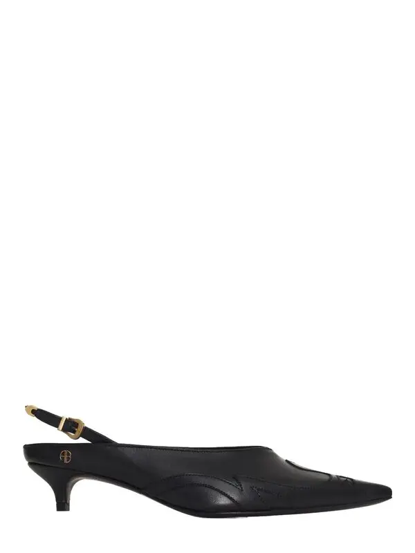 ANINE BING Rae 38mm Leather Slingback Pumps - Black