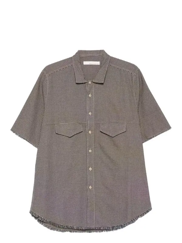 ORIGINAL VINTAGE Gingham Frayed-edge Shirt - Neutrals