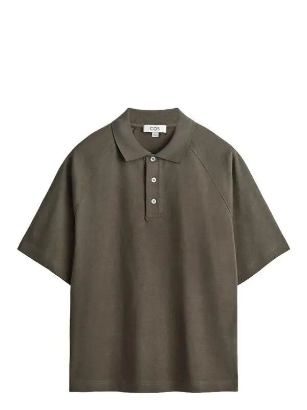 Cos Relaxed Cotton-linen Polo Shirt - Brown