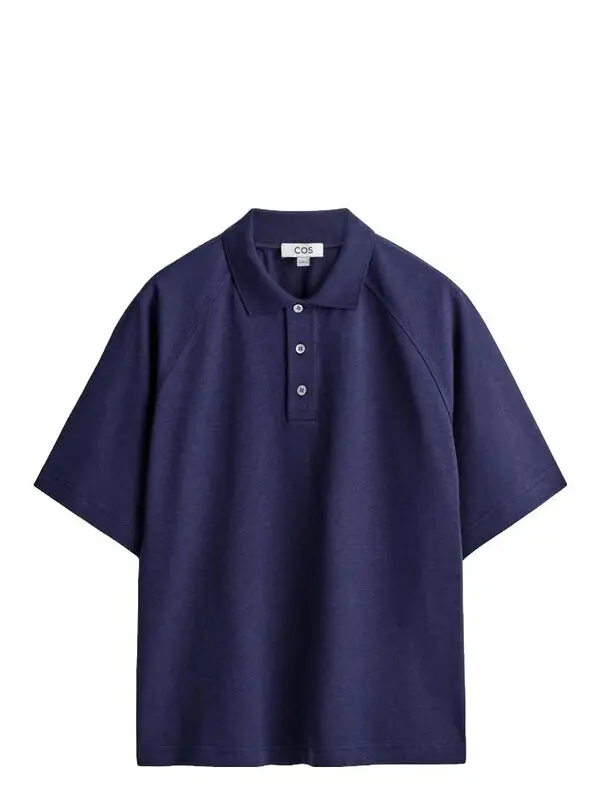 Cos Relaxed Cotton-linen Polo Shirt - Navy