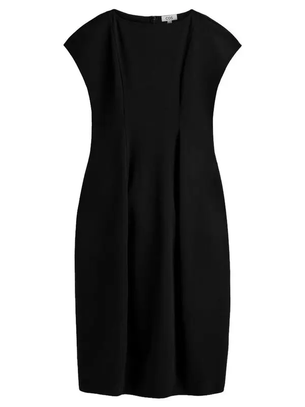 Cos Sculptural Jersey Midi Dress - Black