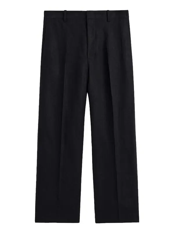 Cos Linen Relaxed-fit Straight-leg Pants - Black
