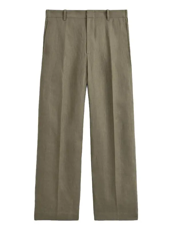 Cos Relaxed-fit Straight-leg Linen Pants - Green