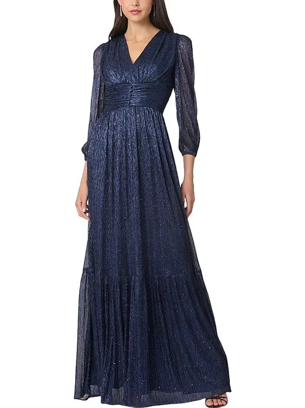 Shoshanna Venus Crinkle Chiffon Gown - Indigo